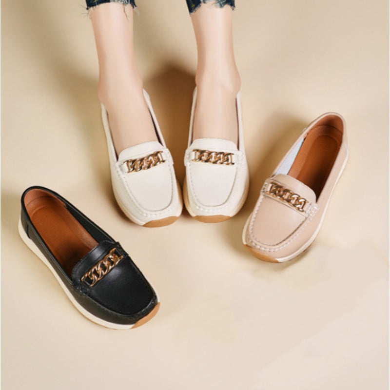 Elegante einfarbige Loafer für Damen mit dicker Sohle – berlinwoch